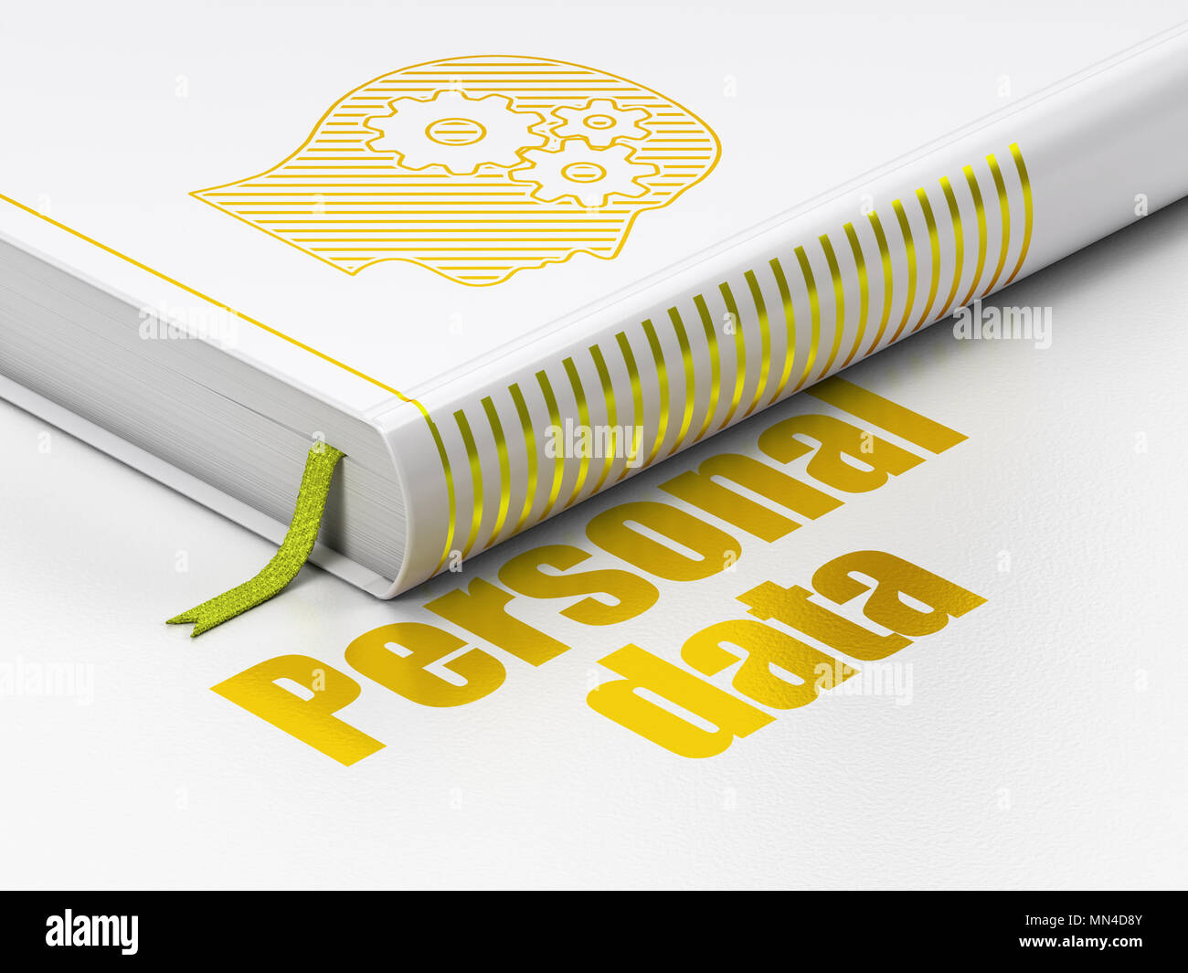Data concept: book Head With Gears, Personal Data on white background ...
