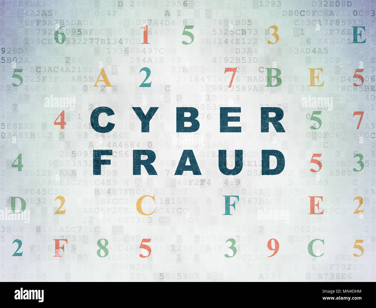 Safety concept: Cyber Fraud on Digital Data Paper background Stock ...