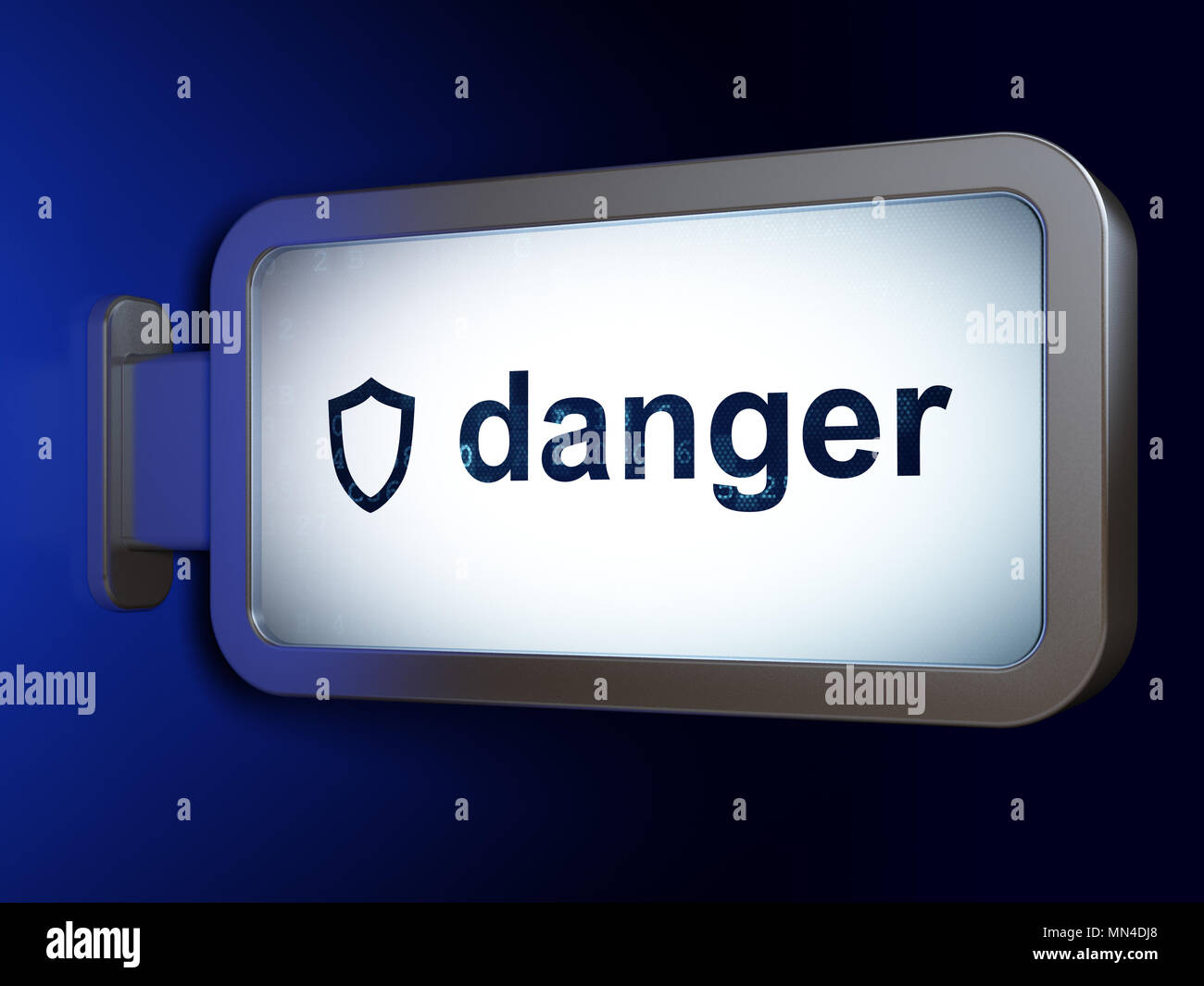Protection concept: Danger and Contoured Shield on billboard background ...