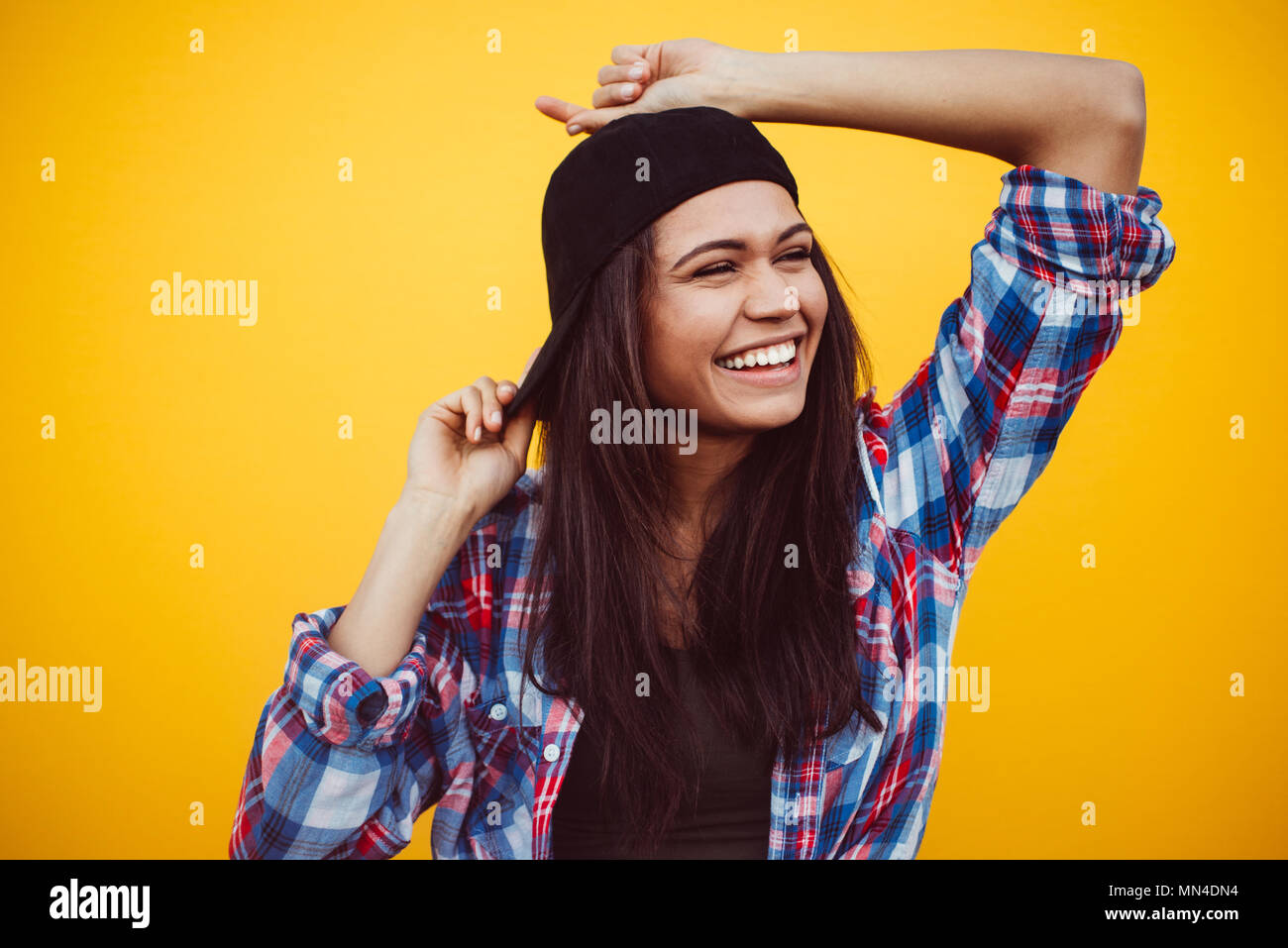 Happy teenager portrait on colored backgrounds Stock Photo - Alamy