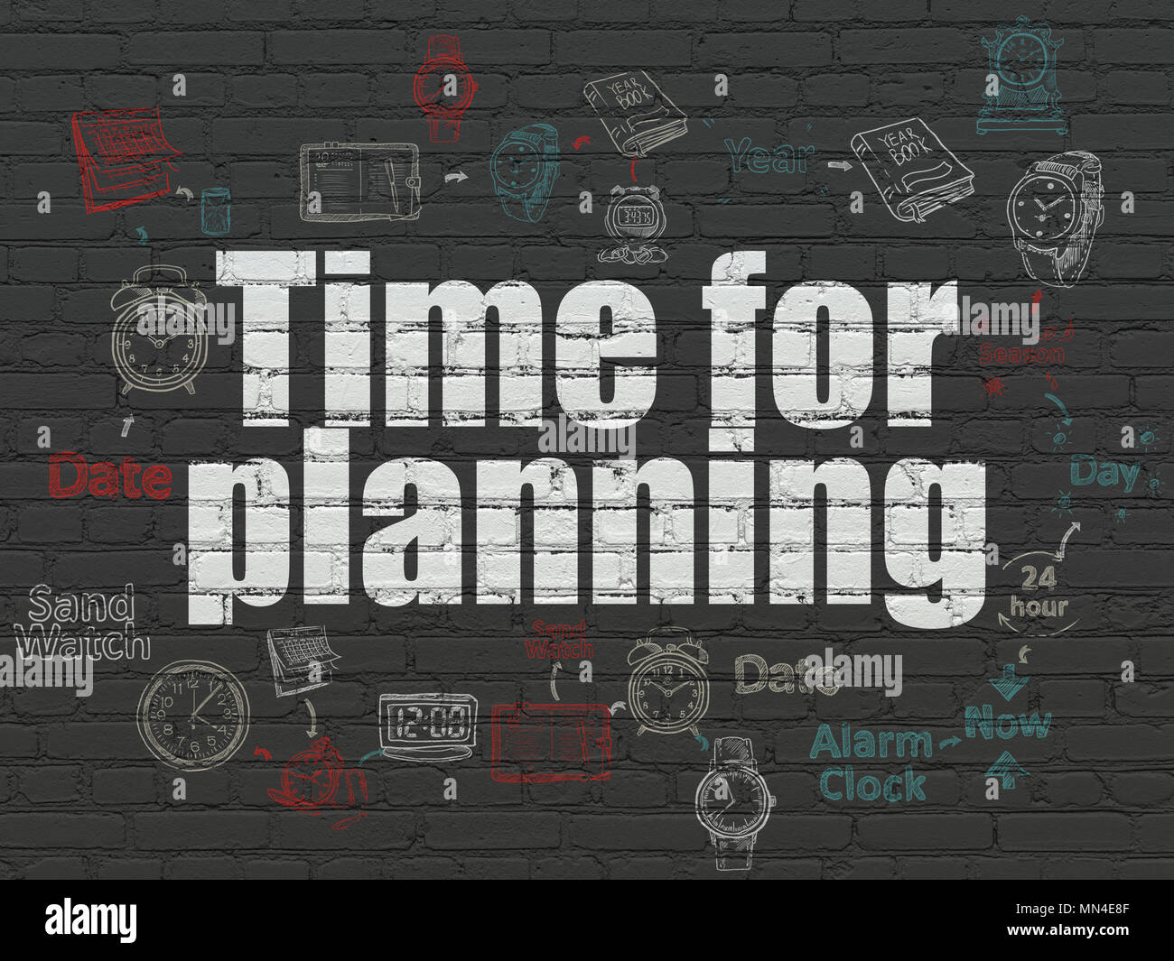 Timeline concept: Time for Planning on wall background Stock Photo - Alamy