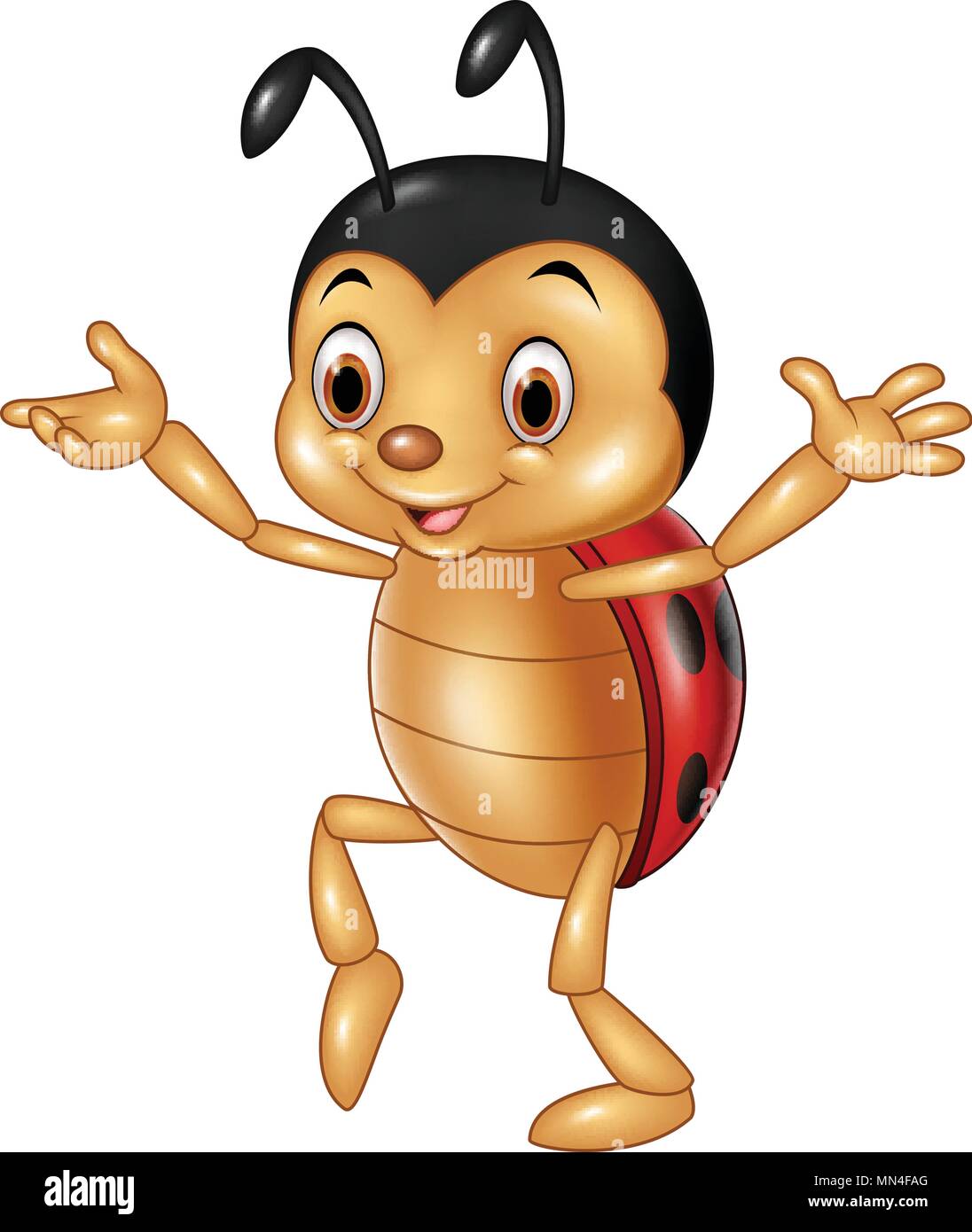 Cartoon happy ladybug isolated on white background Stock Vector Image ...