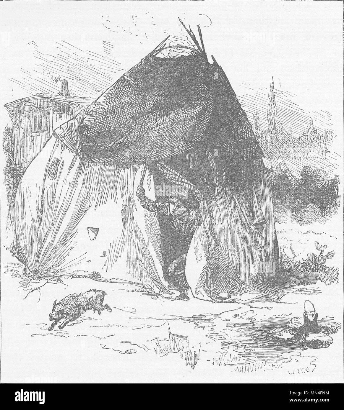 LONDON. Gypsy tent at Hackney 1893 old antique vintage print picture ...