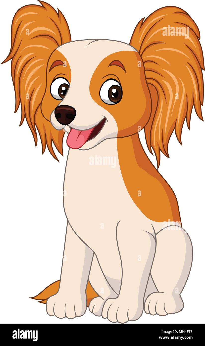 Cartoon papillon dog isolated on white background Stock Vector Image ...