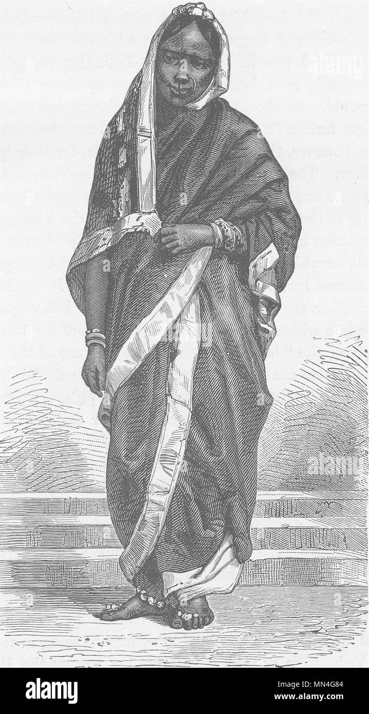 INDIA. Countrywoman of Sindh 1892 old antique vintage print picture ...