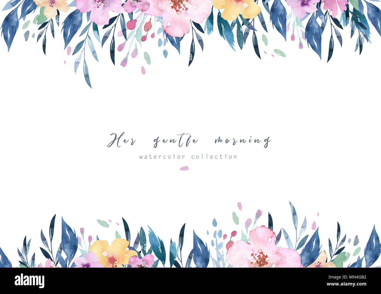 Hand drawing isolated boho watercolor floral illustration bouquets with ...