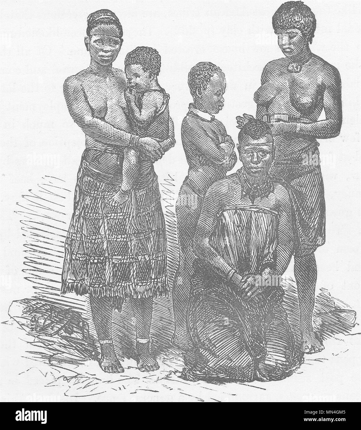 SOUTH AFRICA. Kaffir family 1890 old antique vintage print picture ...