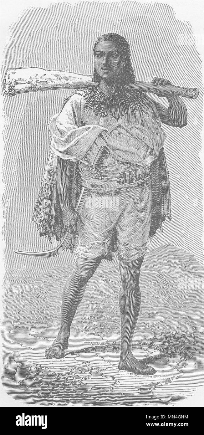 ETHIOPIA. Abyssinian fusileer 1890 old antique vintage print picture ...