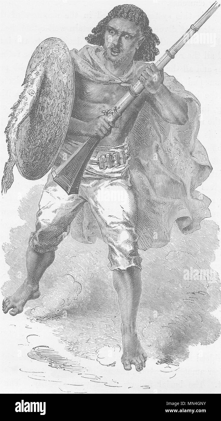 ETHIOPIA. Abyssinian foot-soldier 1890 antique vintage print picture ...