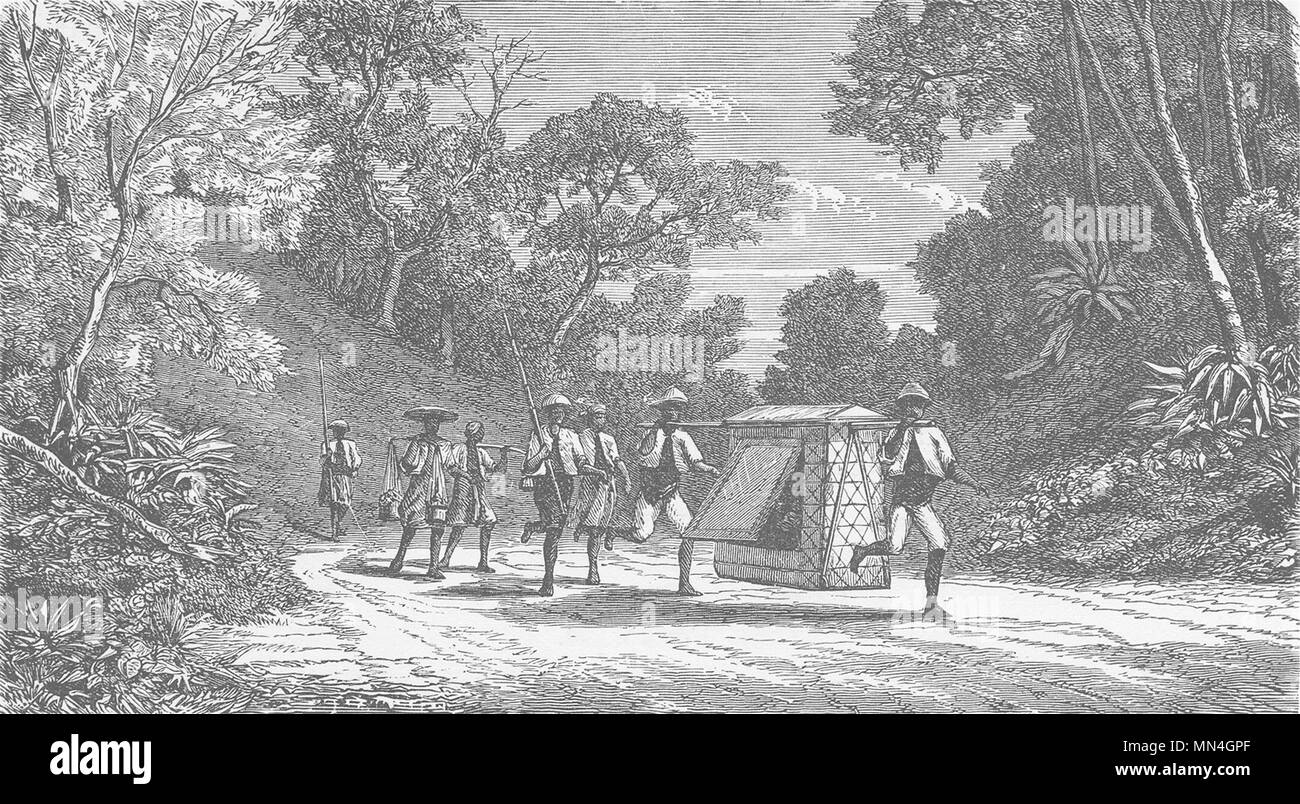 INDONESIA. Javanese Palanquin 1890 old antique vintage print picture ...