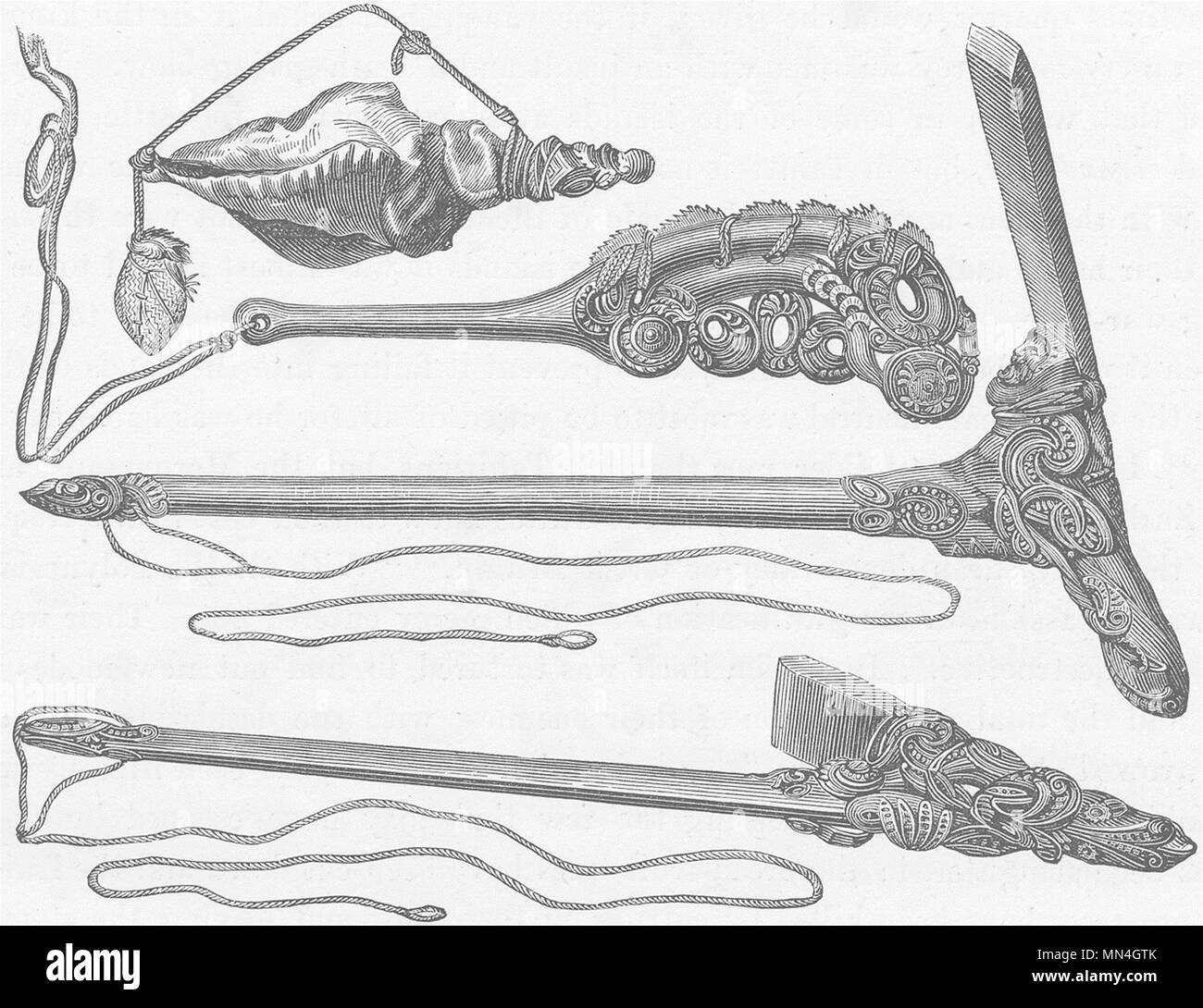 POLYNESIA. Weapons of the New Zealanders (after Cook) 1890 old antique ...