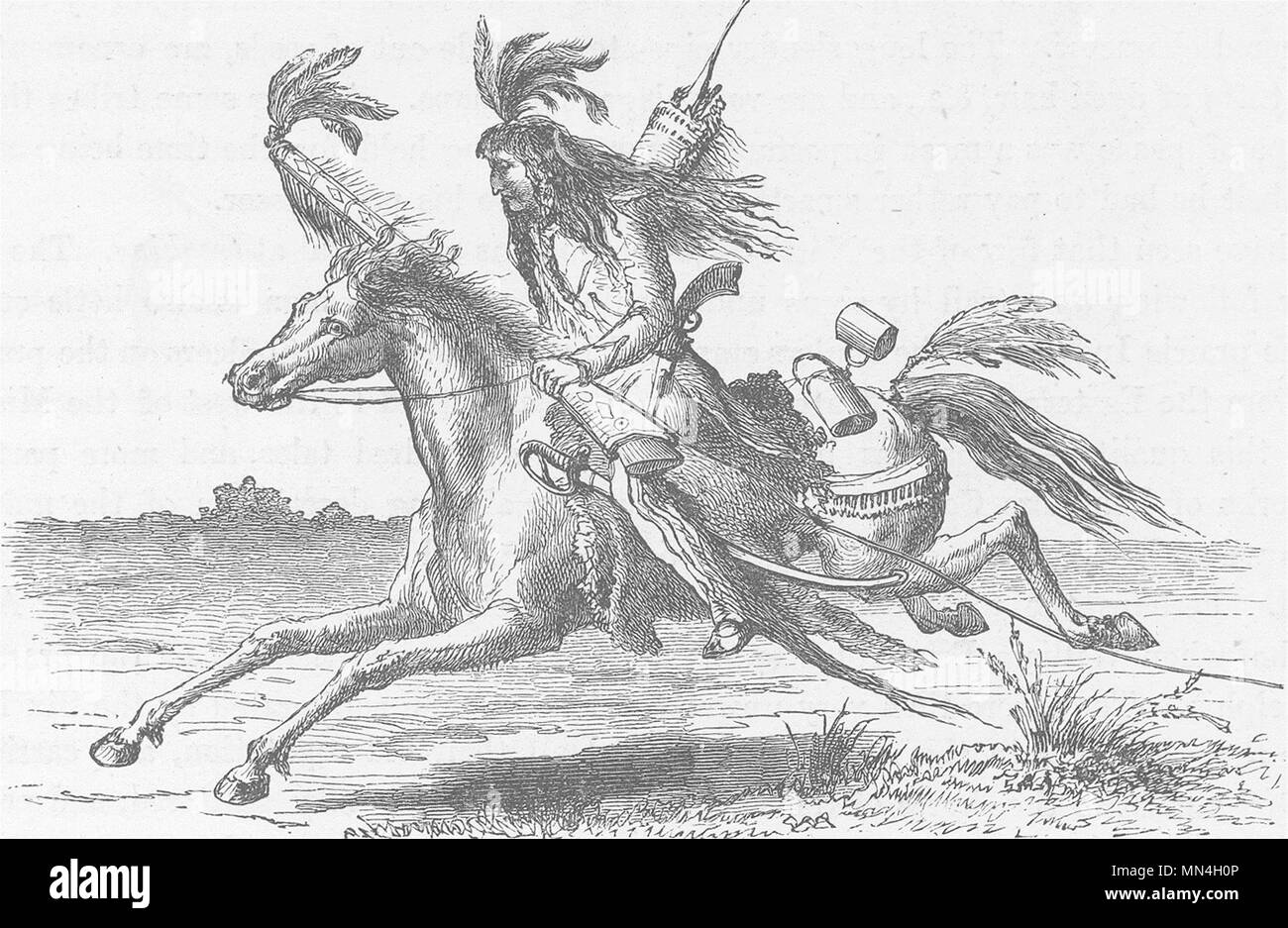 USA. Prairie Indian fully equipped for travel 1890 old antique print ...