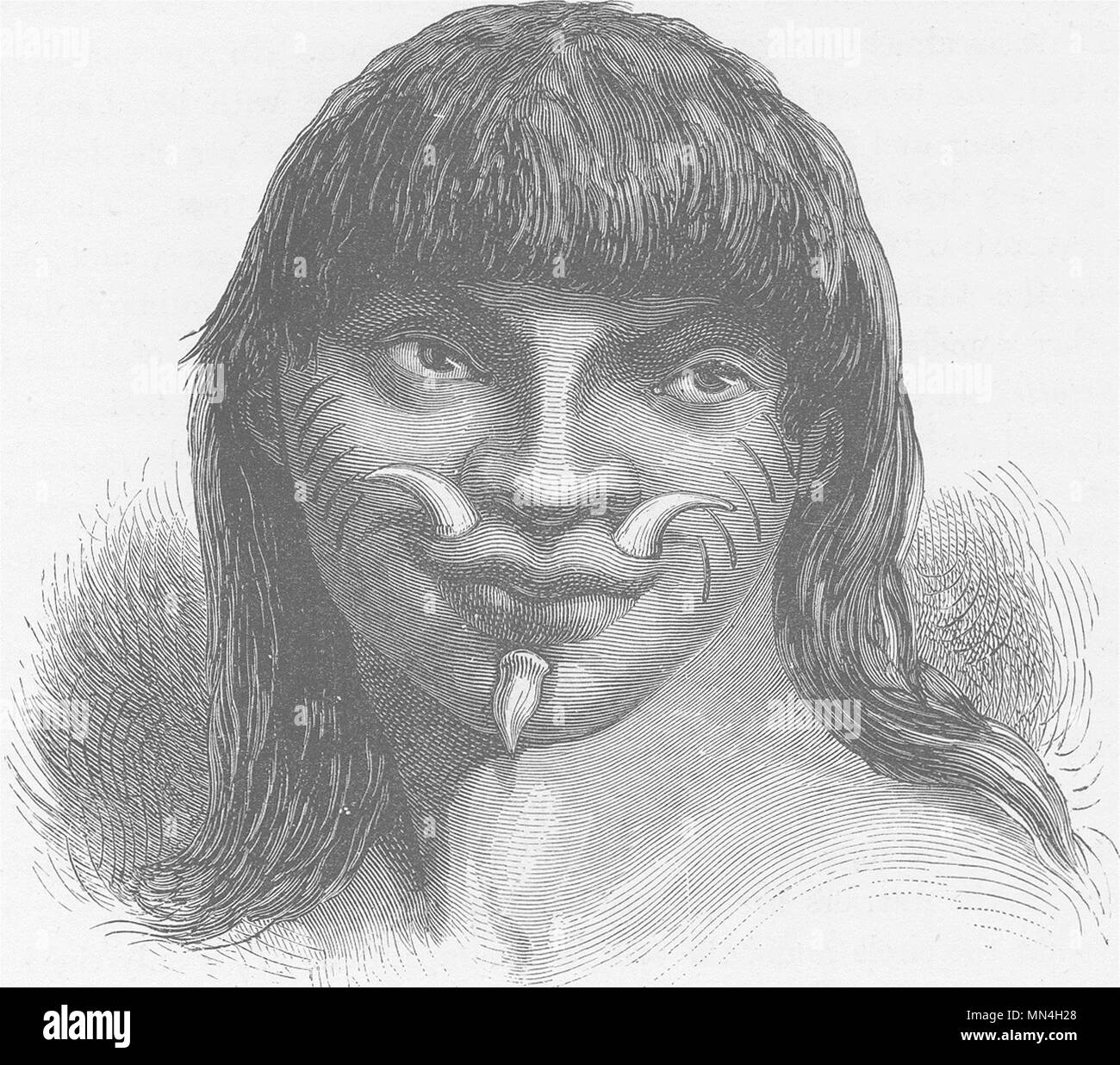 SOUTH AMERICA. Mura Indian. Teeth Ornaments through lips & cheek tattoo ...