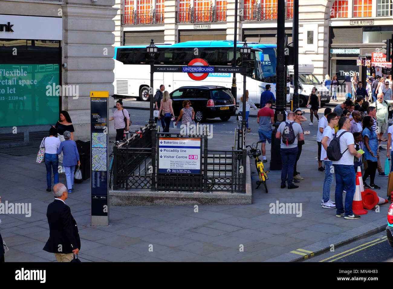 Piccadilly Circus Tube Station entrance, Central London England, UK ...