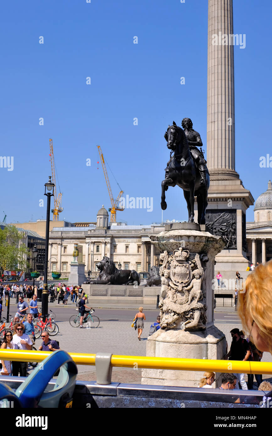 King Charles I statue Trafalgar Square London UK Stock Photo - Alamy