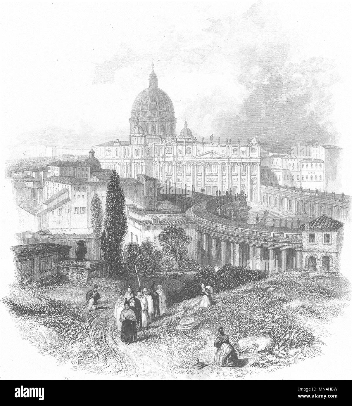 ITALY. St Peter's, Rome ; Finden 1834 old antique vintage print picture ...