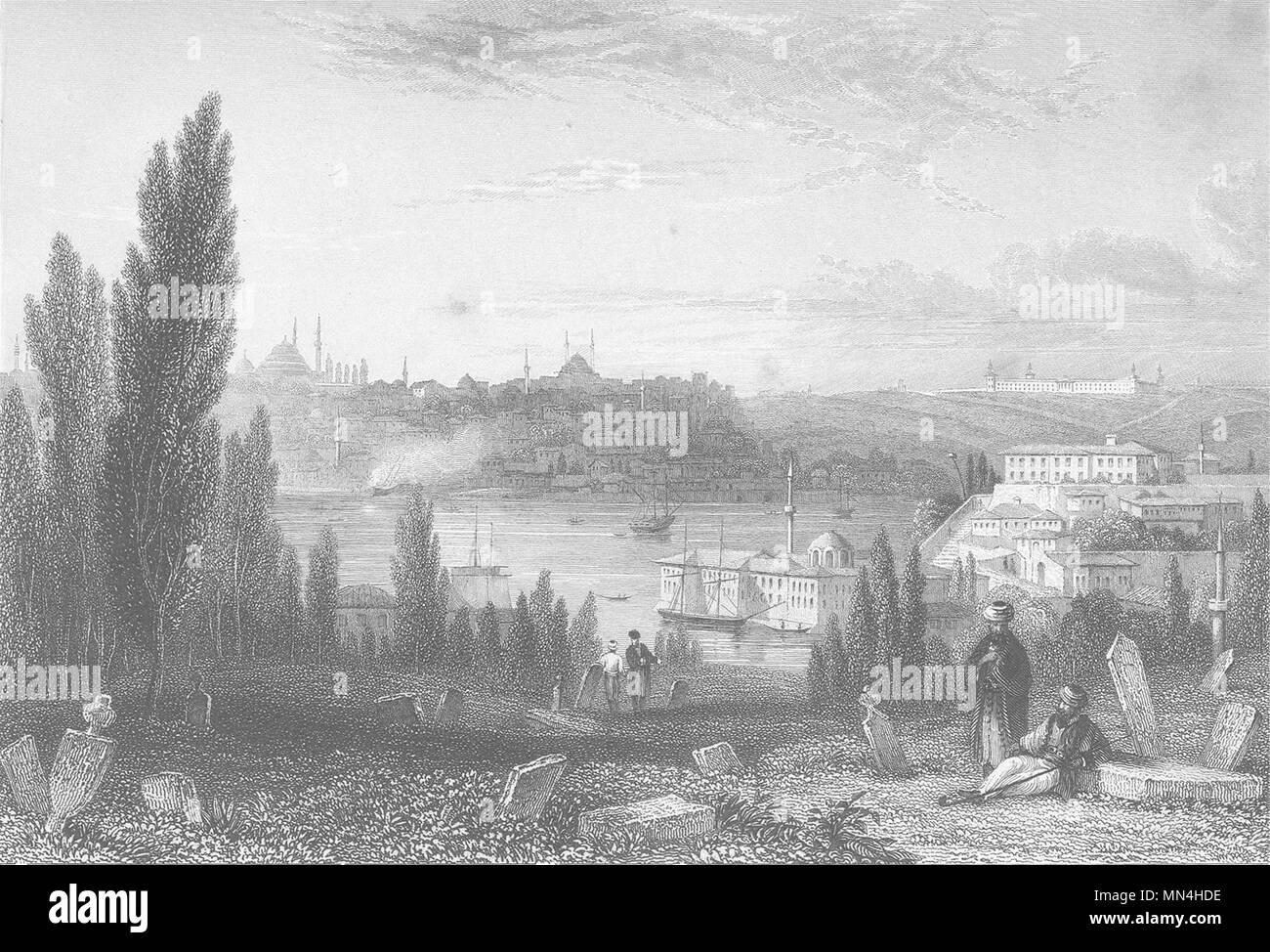 TURKEY. Istanbul, from Pera Hill. Finden 1834 old antique print picture ...