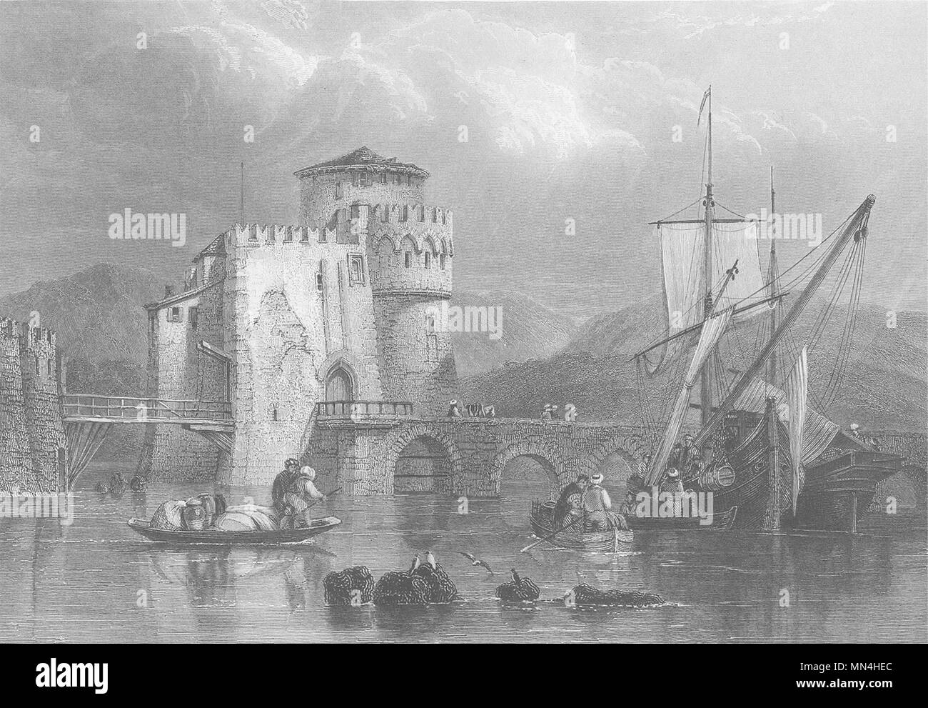 GREECE. Bridge of Egripo, Euboea; Finden 1833 old antique print picture ...