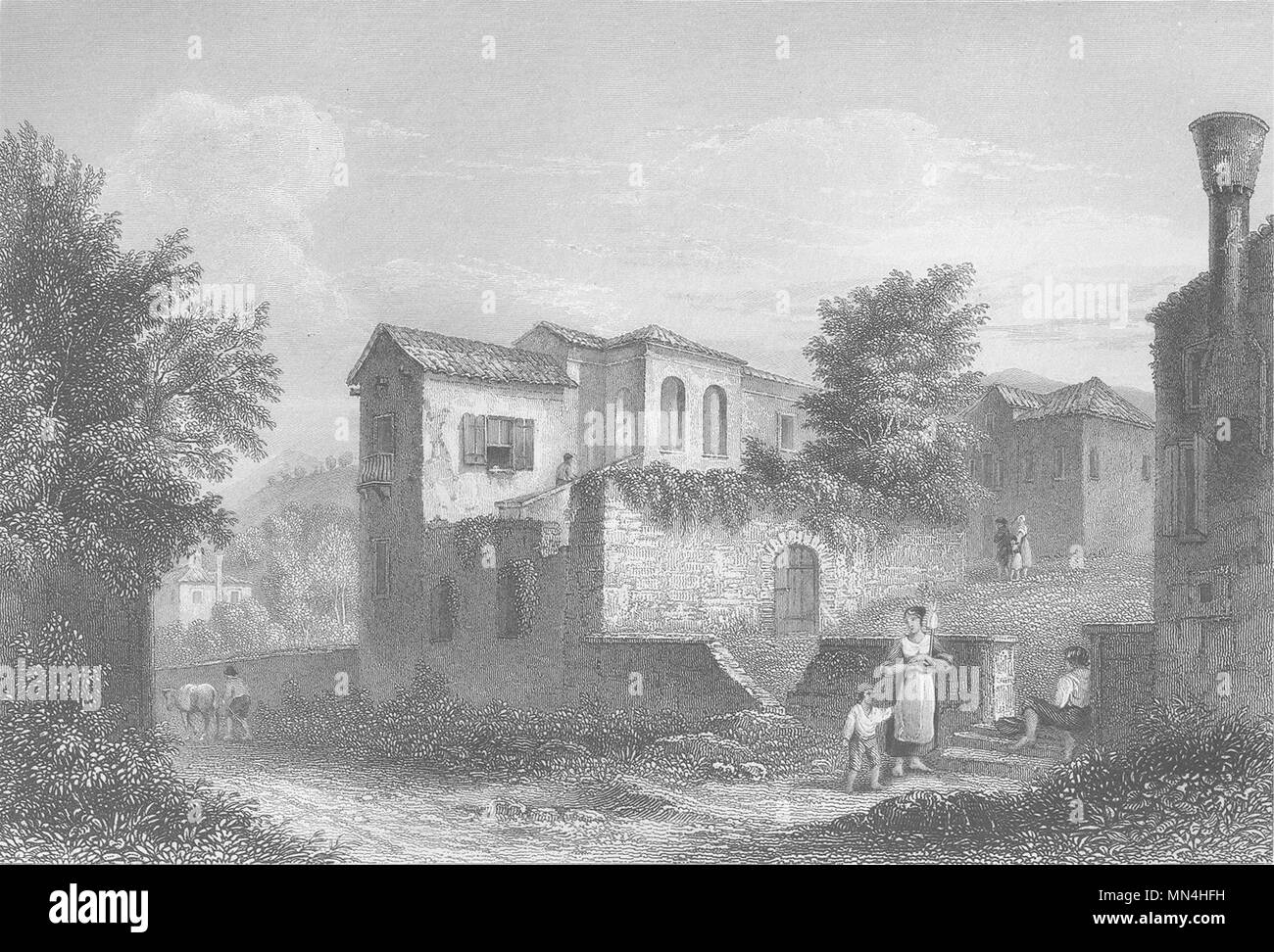 ITALY. Petrarch's house, Arqua; Finden 1833 old antique vintage print ...