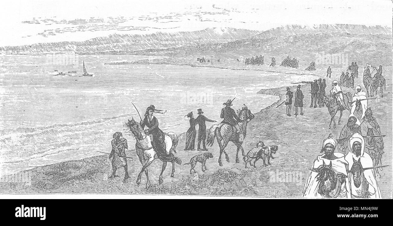 MOROCCO. The beach, Cape Malabata 1882 old antique vintage print ...