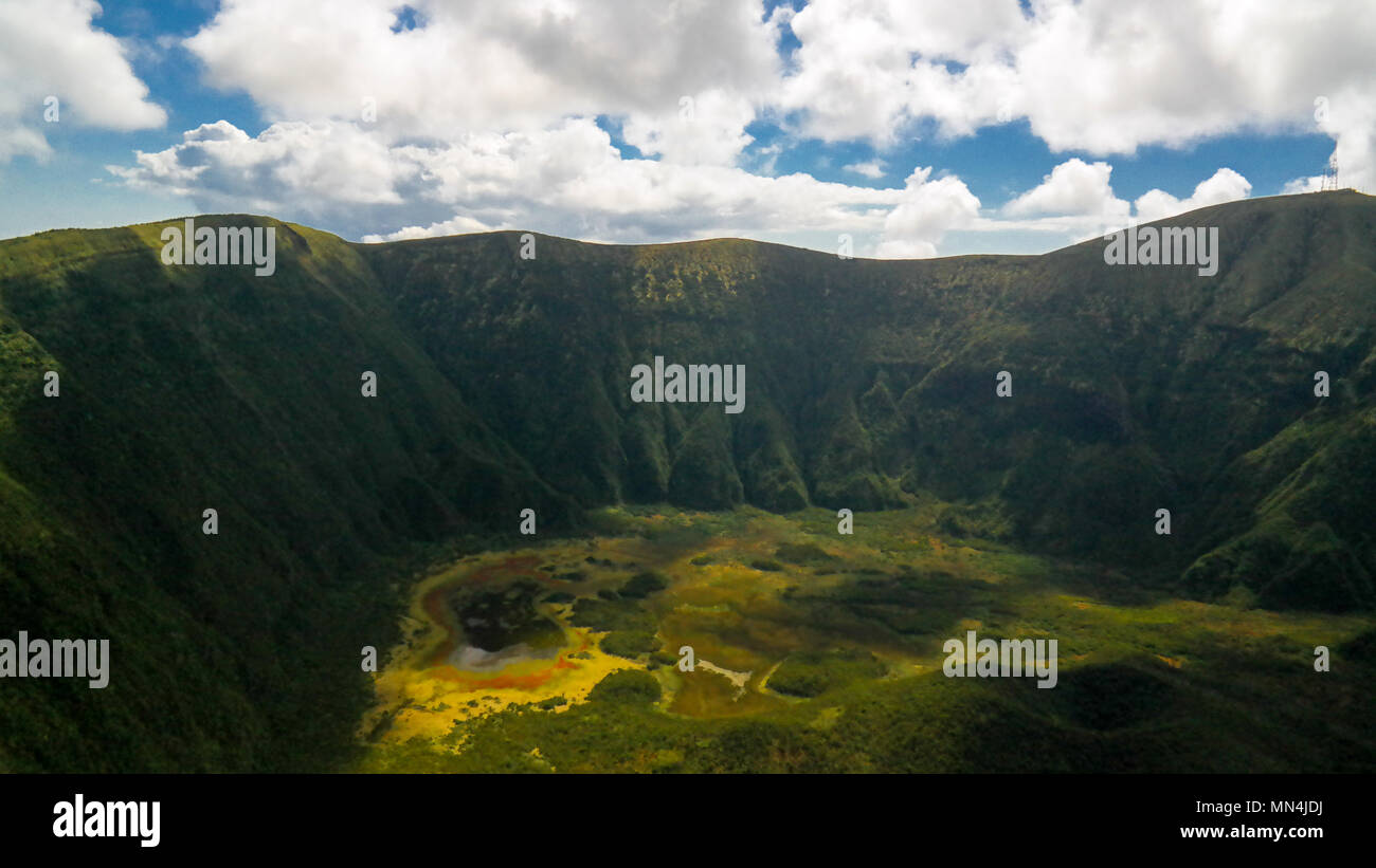 Aerial view to Caldeira do Faial at Faial island, Azores, Portugal ...