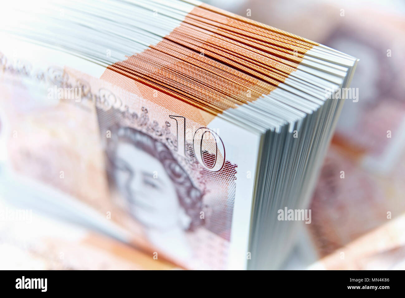 Close up ten pound note stack Stock Photo - Alamy
