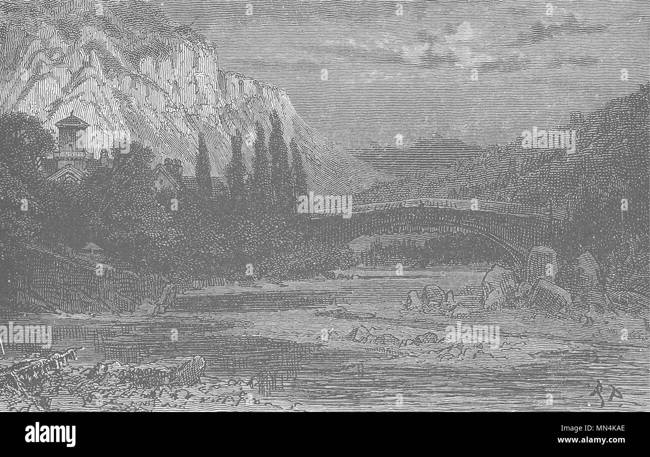 SWITZERLAND. New bridge of Reichenau 1903 old antique vintage print ...