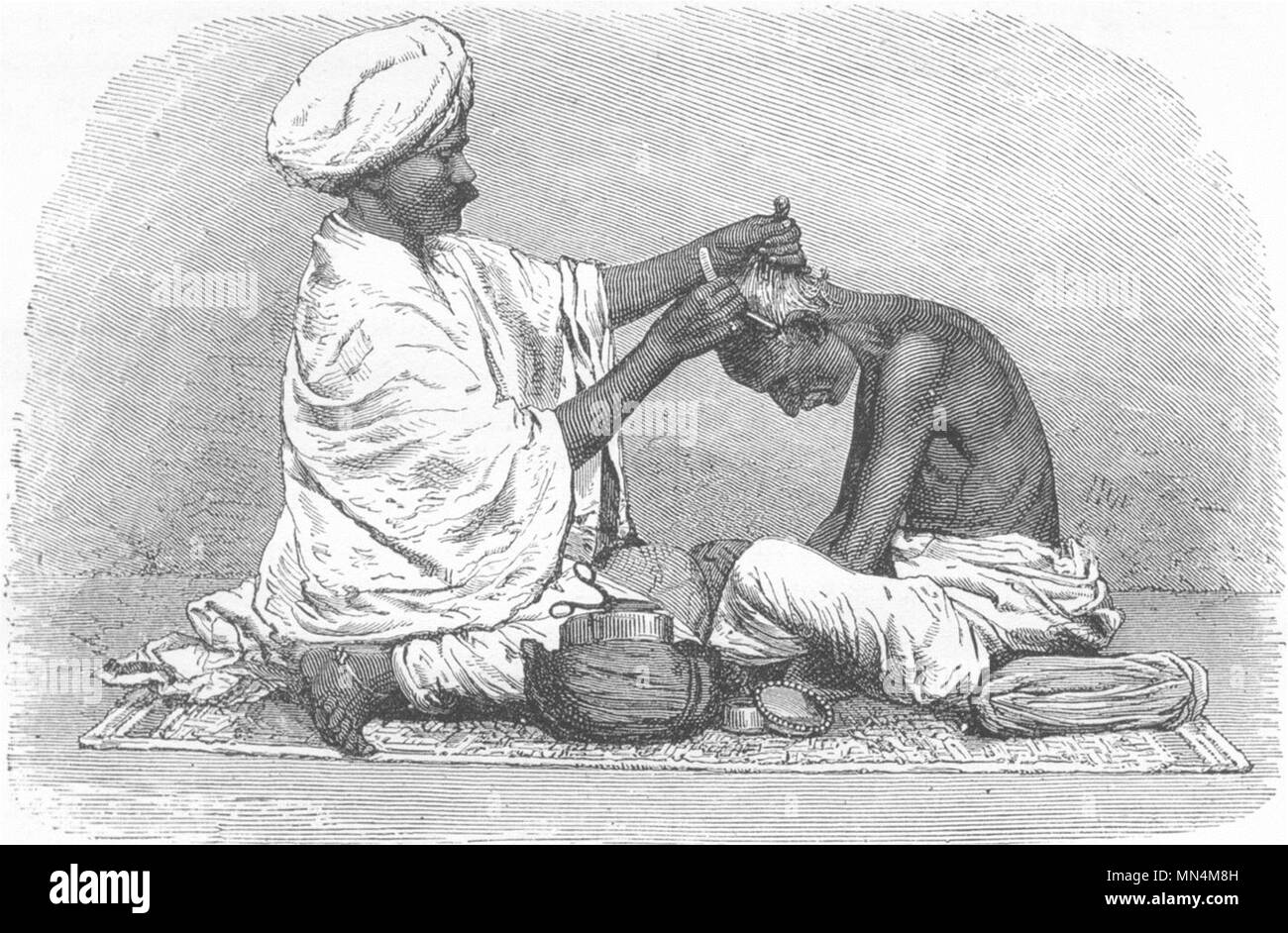 SOUTH AFRICA. Natal. A Coolie Barber 1880 old antique vintage print ...
