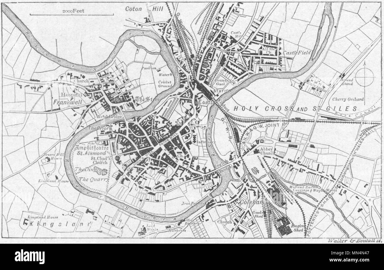 Old map shrewsbury hi-res stock photography and images - Alamy