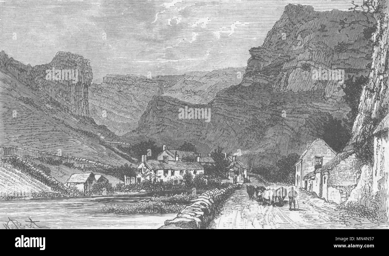 SOMT. Wells & Mendips. Entry to Cheddar Cliffs 1898 old antique print ...