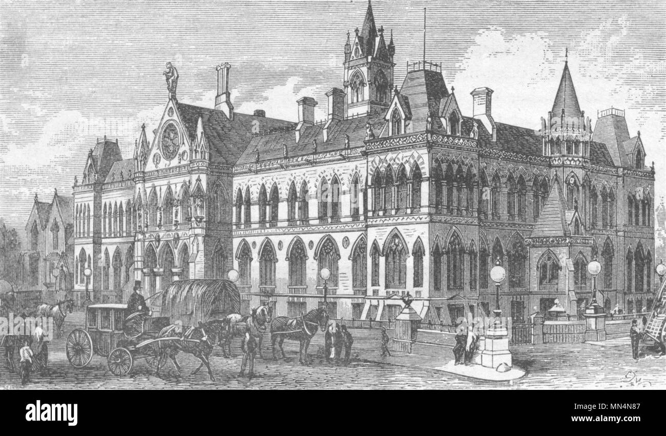 LANCS. Manchester. Assize Courts 1898 old antique vintage print picture ...