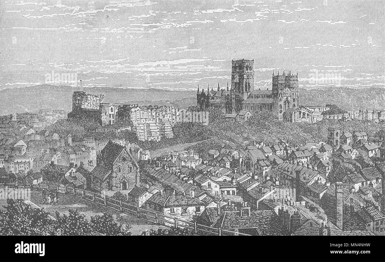 DURHAM. Cathedral & Castle 1898 old antique vintage print picture Stock ...