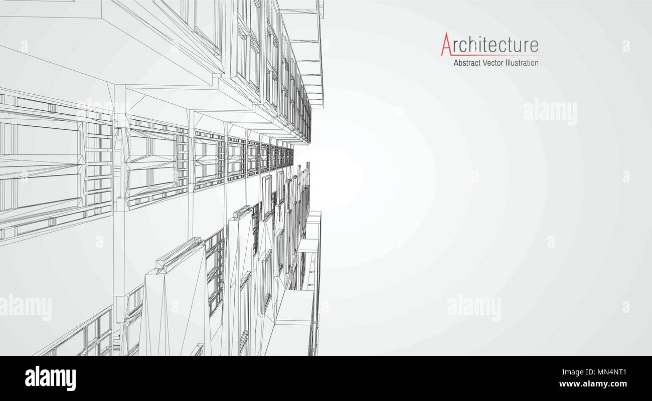 Modern architecture wireframe. Concept of urban wireframe. Wireframe ...