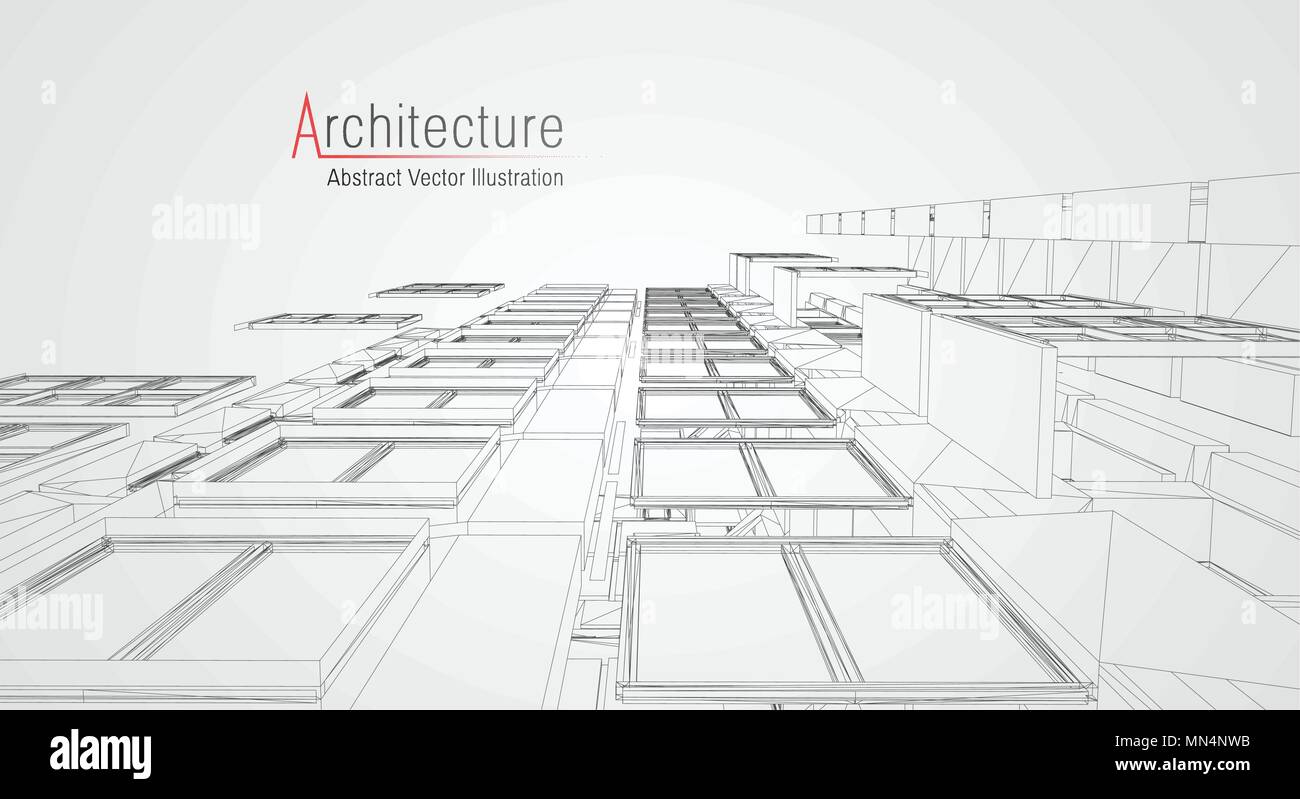 Modern architecture wireframe. Concept of urban wireframe. Wireframe ...