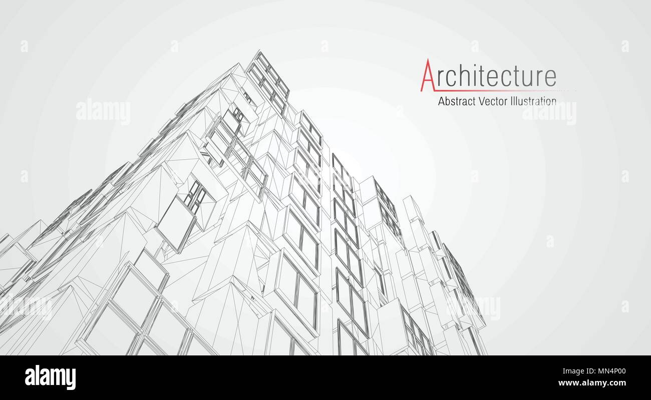 Modern architecture wireframe. Concept of urban wireframe. Wireframe ...