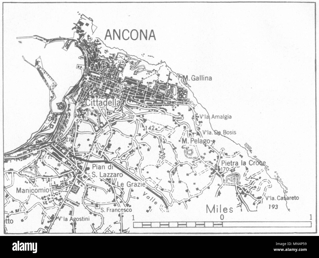 ITALY. Ancona sketch map 1945 old vintage plan chart Stock Photo - Alamy