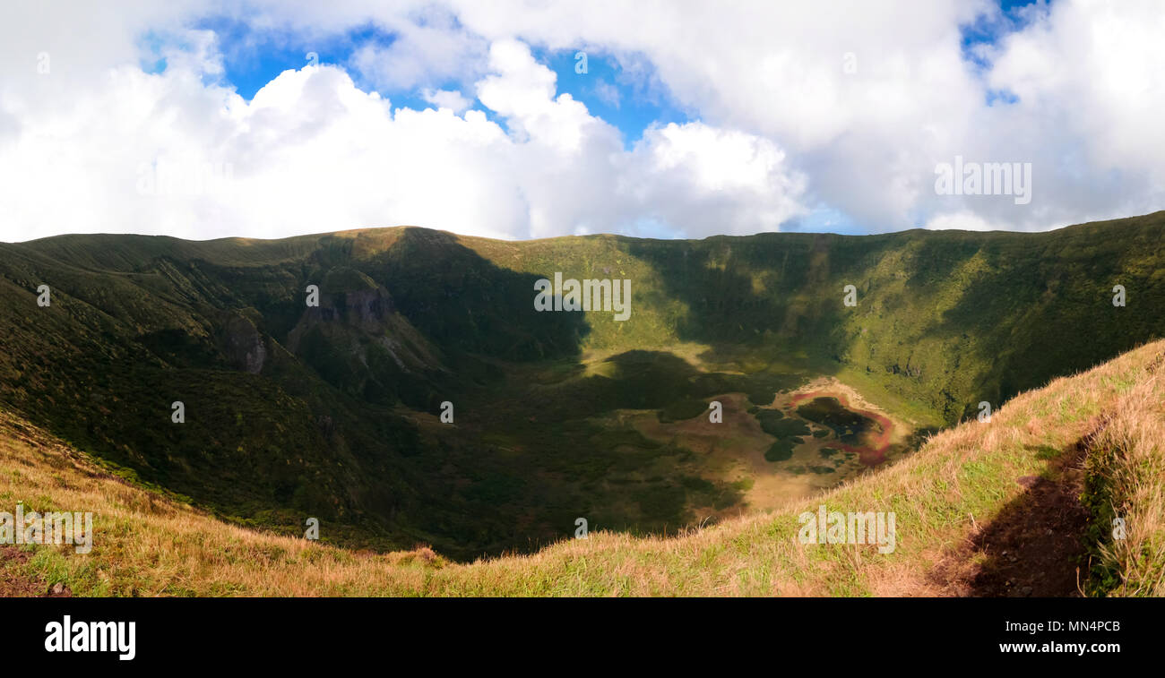 Aerial view to Caldeira do Faial at Faial island, Azores, Portugal ...