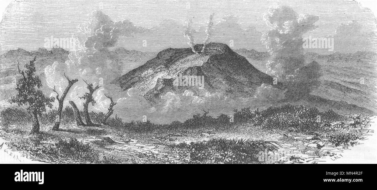 INDONESIA. Volcano in Java 1870 old antique vintage print picture Stock ...