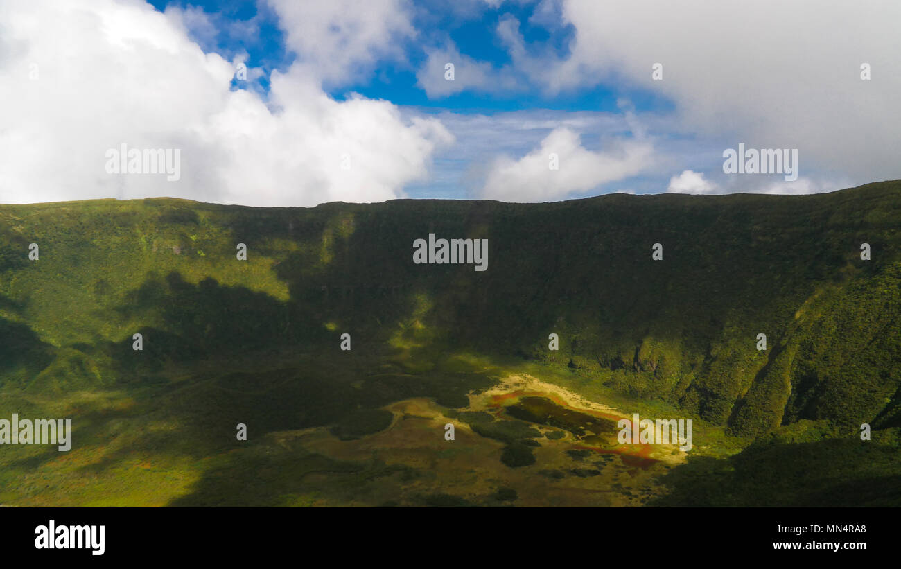 Aerial view to Caldeira do Faial at Faial island, Azores, Portugal ...