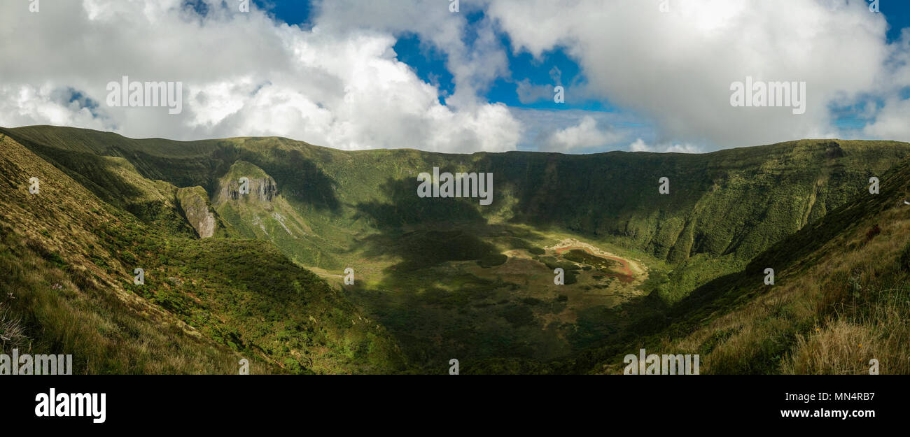 Aerial view to Caldeira do Faial at Faial island, Azores, Portugal ...