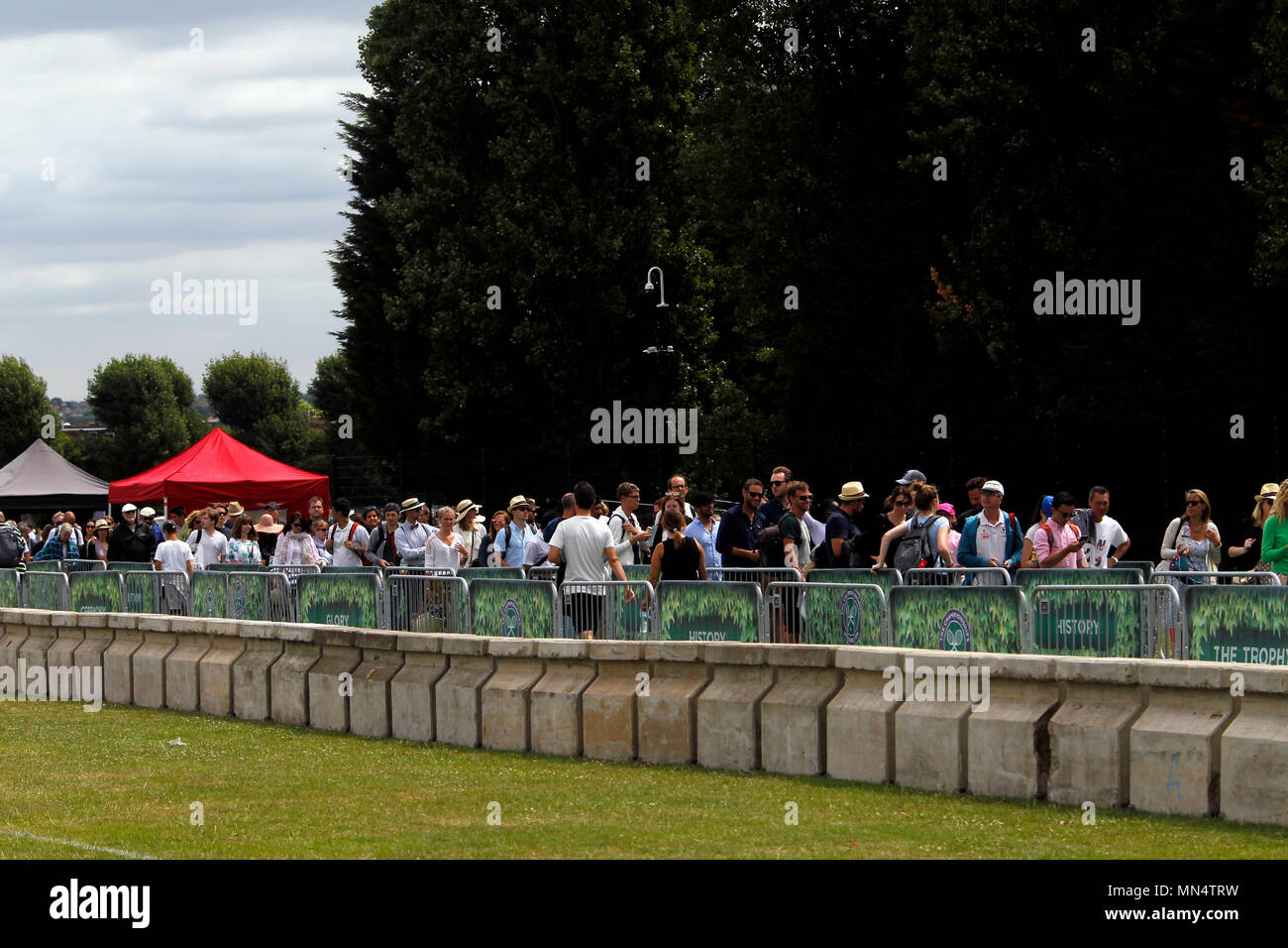 London, 3 July, 2017 - Wimbledon: People queuing for Wimbledon tickets ...