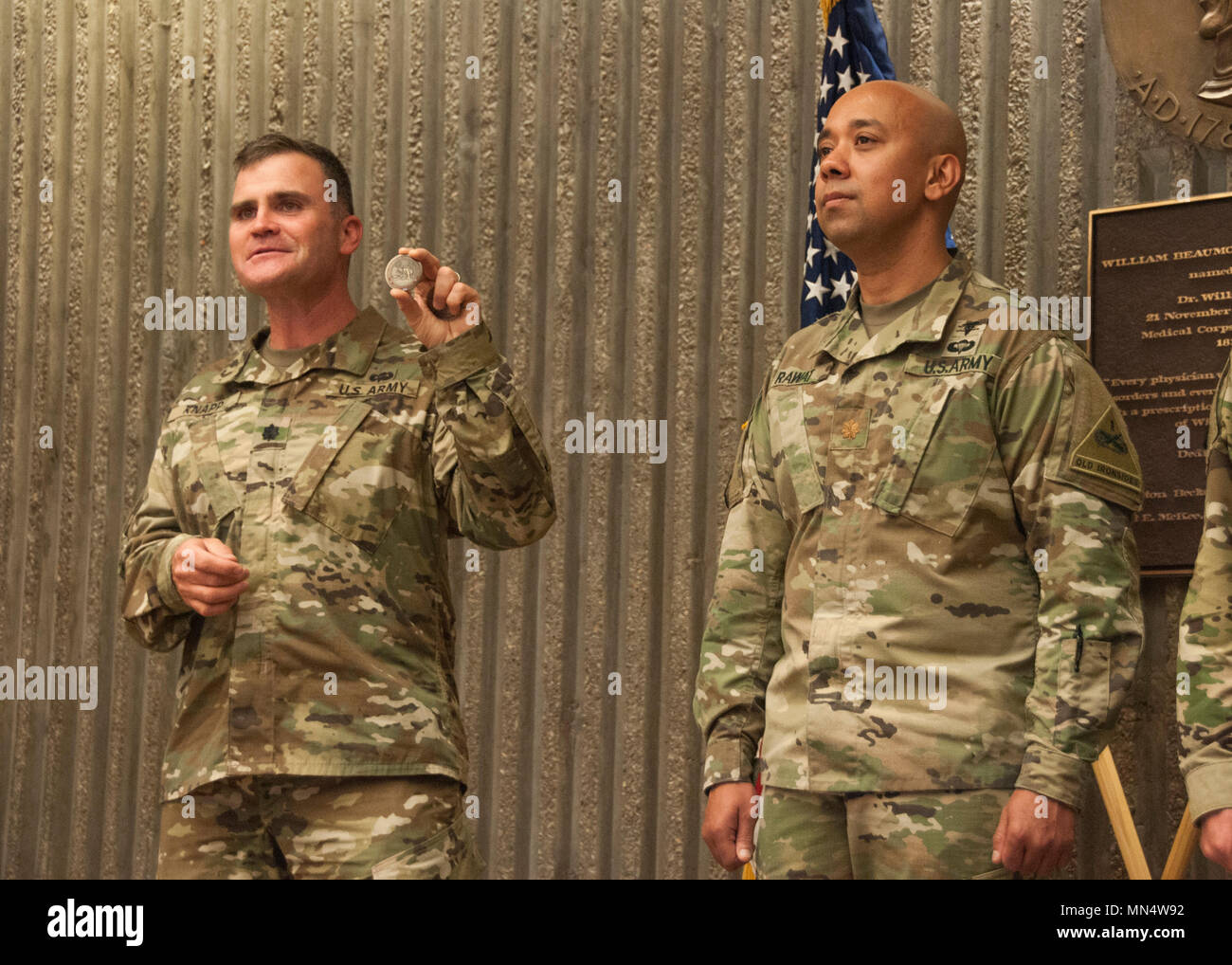 Lt. Col. Steven Knapp, commander, Troop Command, William Beaumont Army Medical Center, presents ...