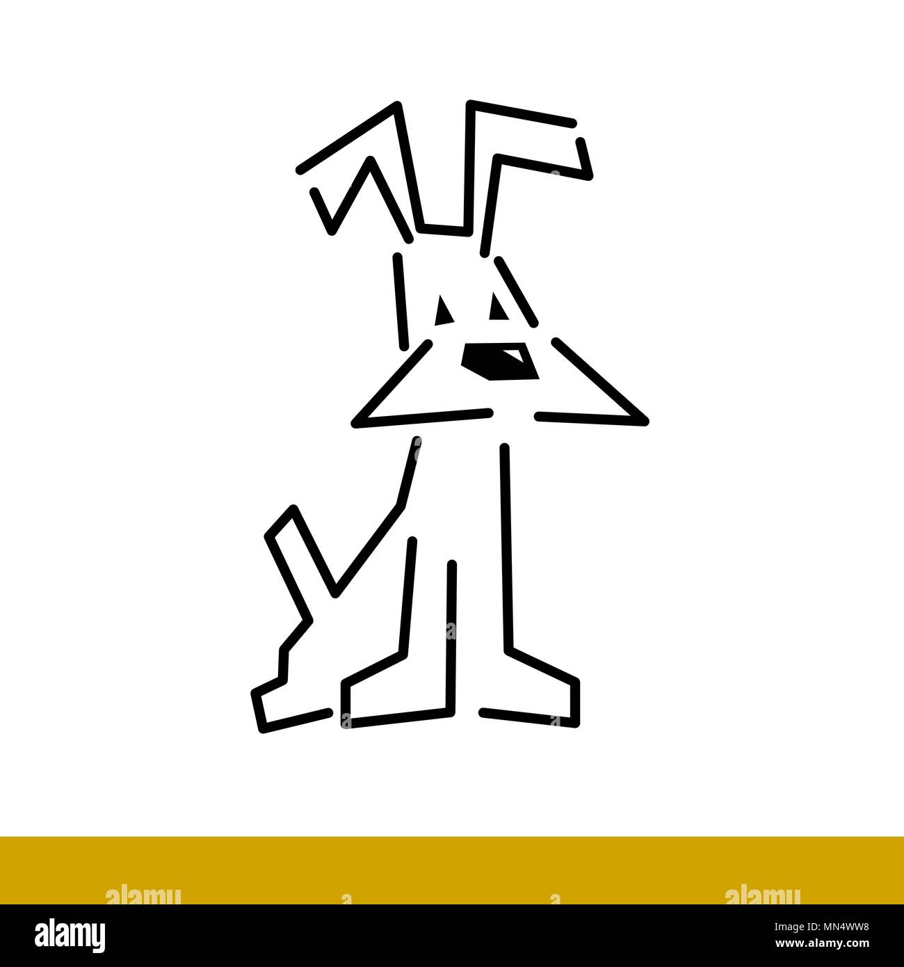 linear cartoon dog sits on white background Stock Vector Image & Art ...