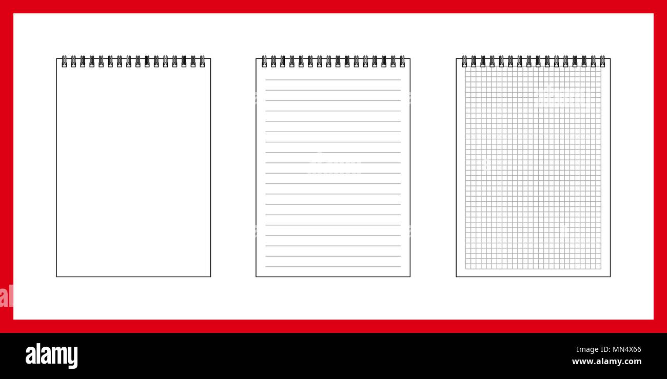 notebook is clean, in cage, in ruler. Vector variants on white ...
