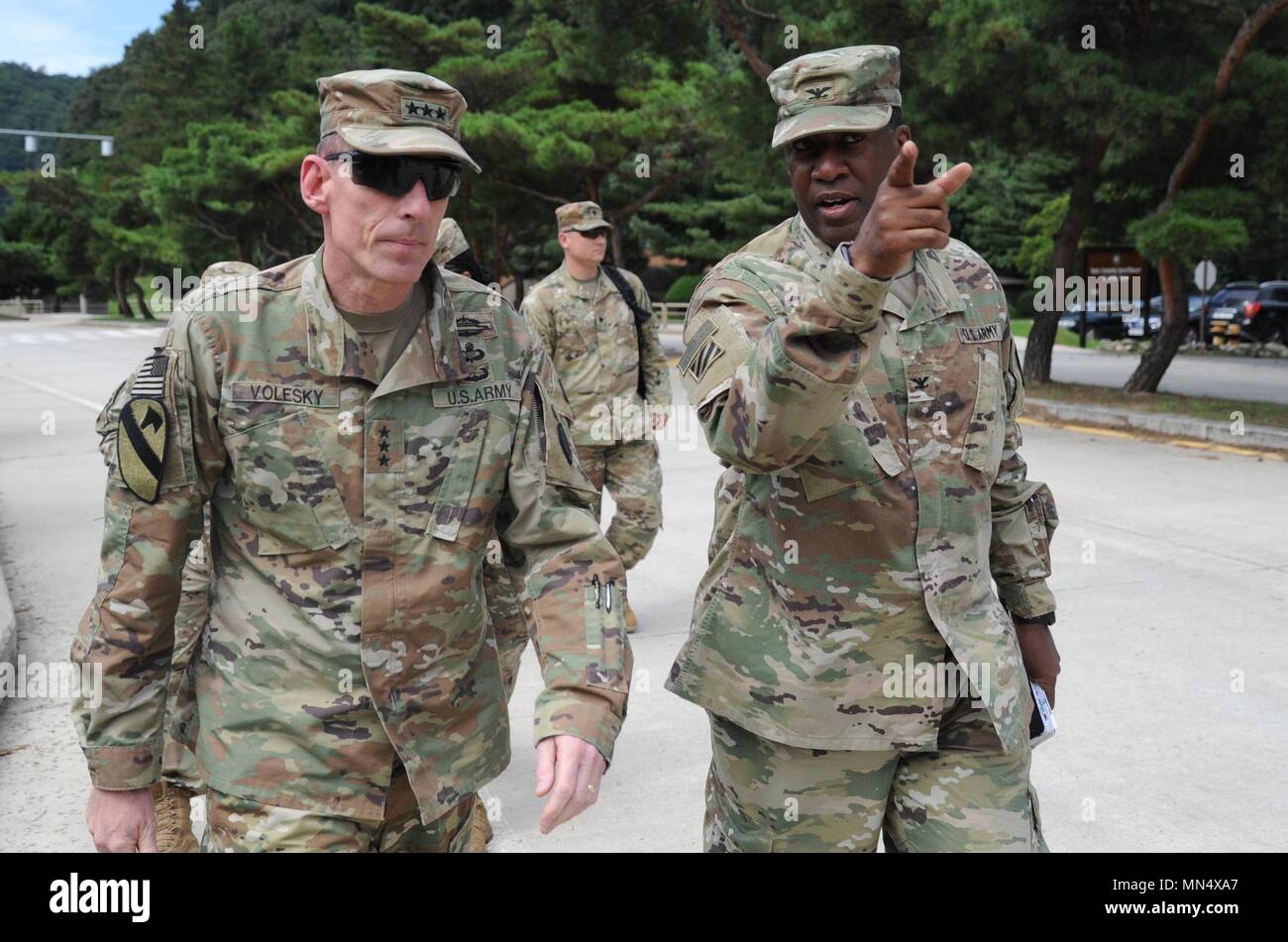 Col. James Moore shows I Corps Commanding General Lt. Gen. Gary Volesky ...