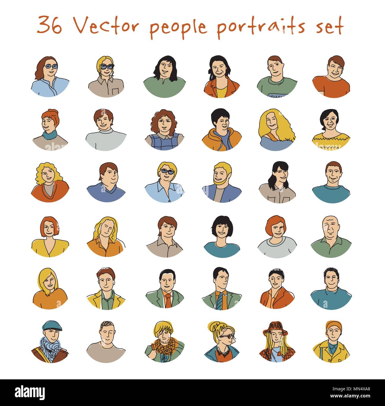 Happy adult vector people potraits icon set Stock Vector Image & Art ...