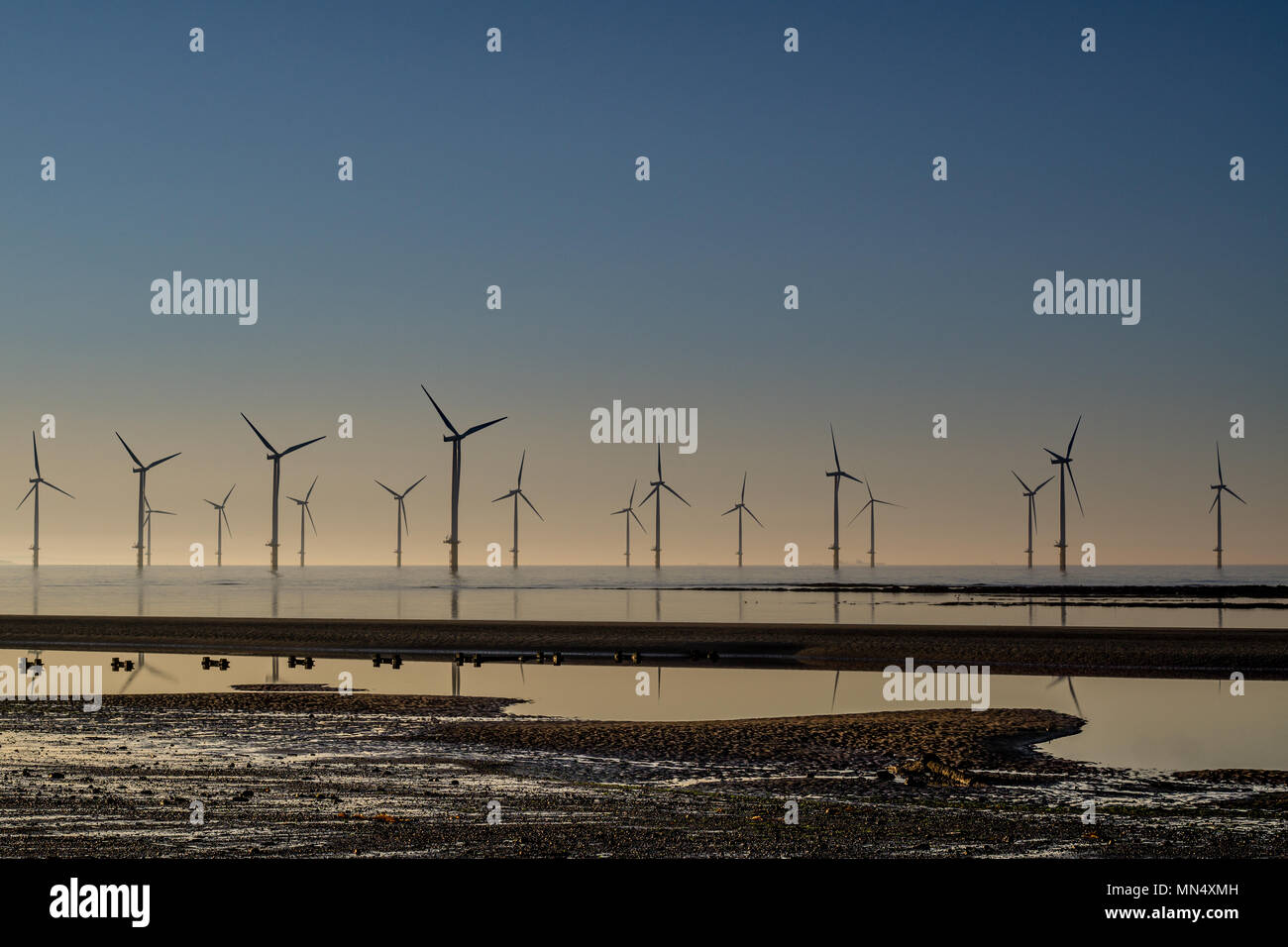 Redcar beach sunset Stock Photo - Alamy