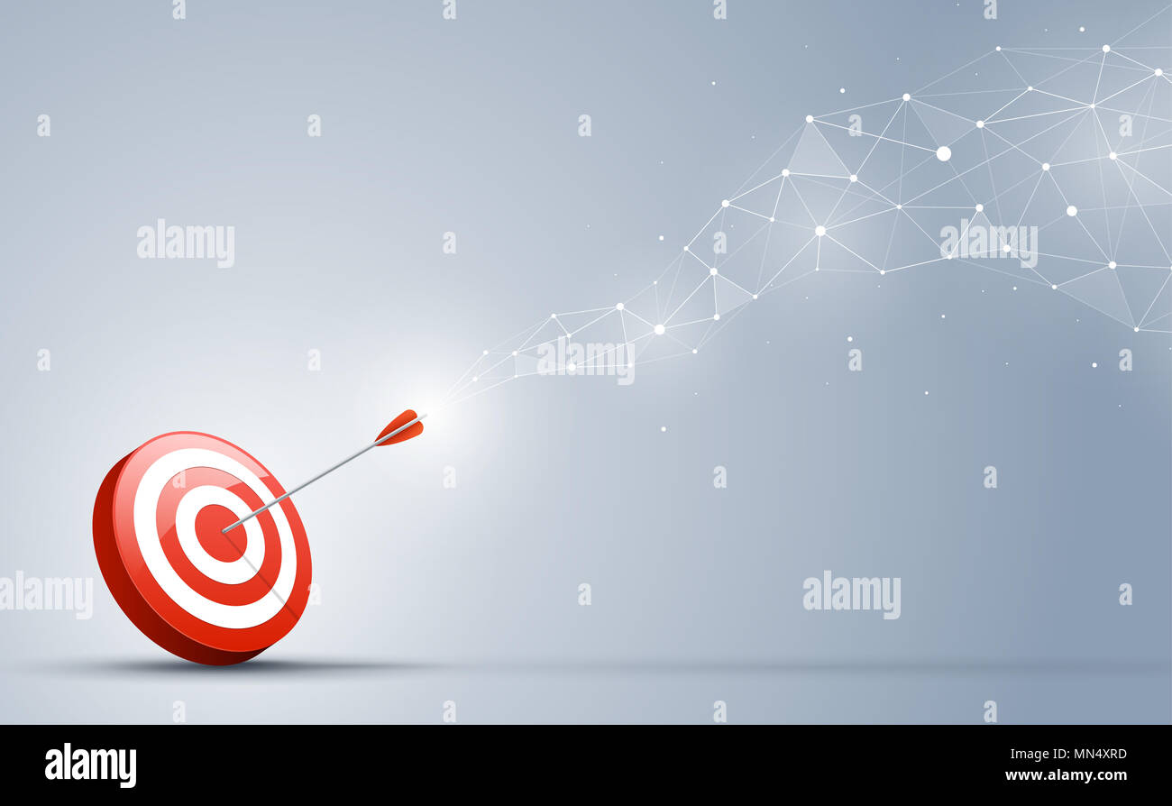 Target hitting in the center by the arrow. Goal direction and ...