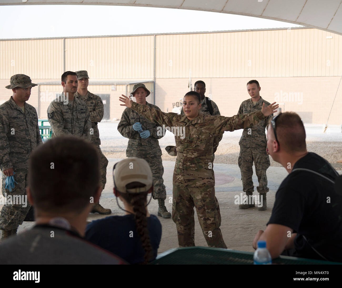 U.S. Air Force Senior Airman Alexandra Haytasingh, center, sub ...