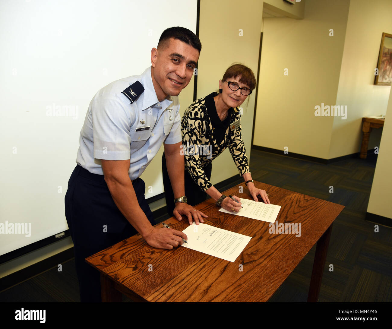 U.S. Air Force Col. Ricky Mills, 17th Training Wing commander, and Dr ...